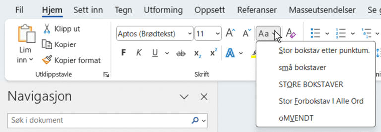 Tips - Endre mellom små og store bokstaver