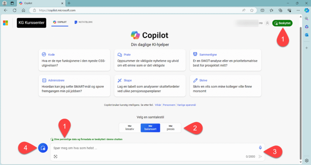 Tips - Bruk av Microsoft Copilot i nettleseren