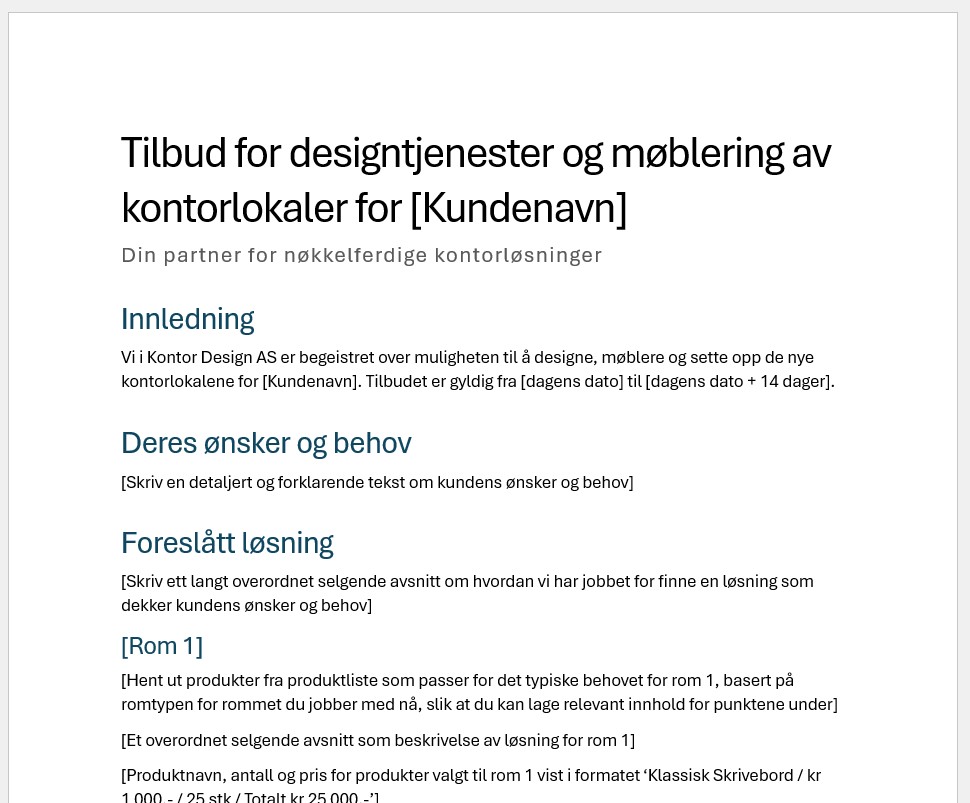 Tips - Innebygde AI-instruksjoner i et Word-dokument